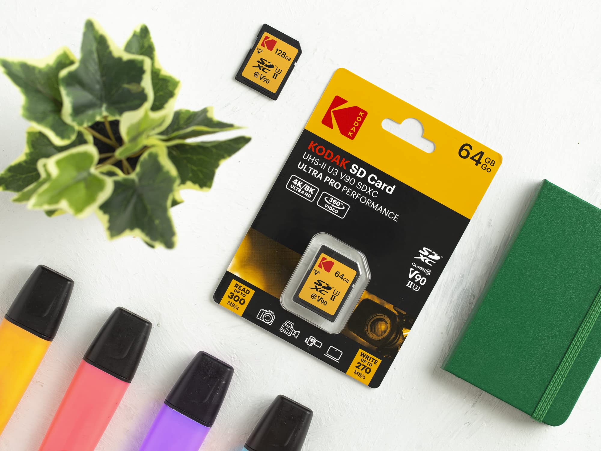 Kodak 64GB UHS-II U3 V90 Ultra Pro SDXC Memory Card - Up to 300MB/s Read Speed and 270MB/s Write Speed
