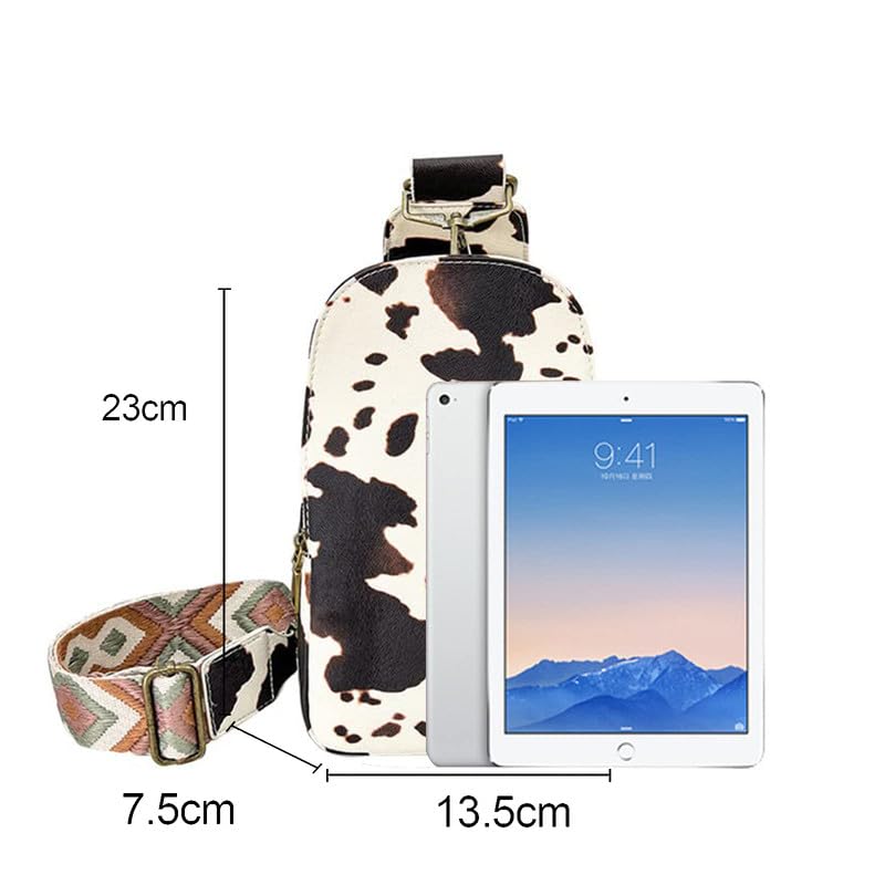 WeoTca Sling Bag for Women Crossbody Bags Multipurpose Chest Bags PU Leather Satchel(Cow pattern