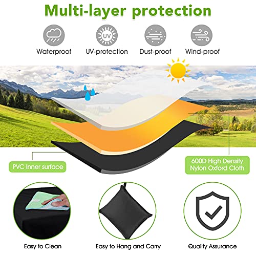 Patio Heater Covers with Zipper, 420D Waterproof Heater Covers for Outdoor Heaters 95"x34"x18.5", Black