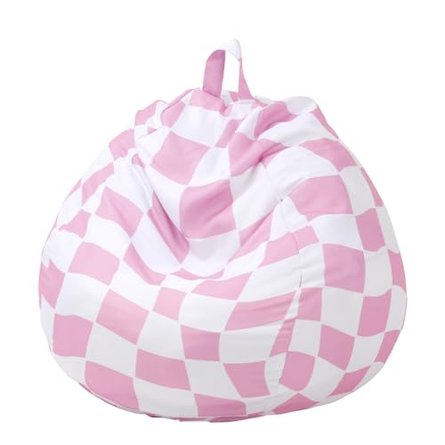 VitalCozy Bean Bag Chair for Teens (No Filler) Stuffed Animal Storage Bean Bag Chair Cover Polyester Stuffable Bean Bag Chair Cover for Kids Plush Toys Clothes Home Supplies, Pink