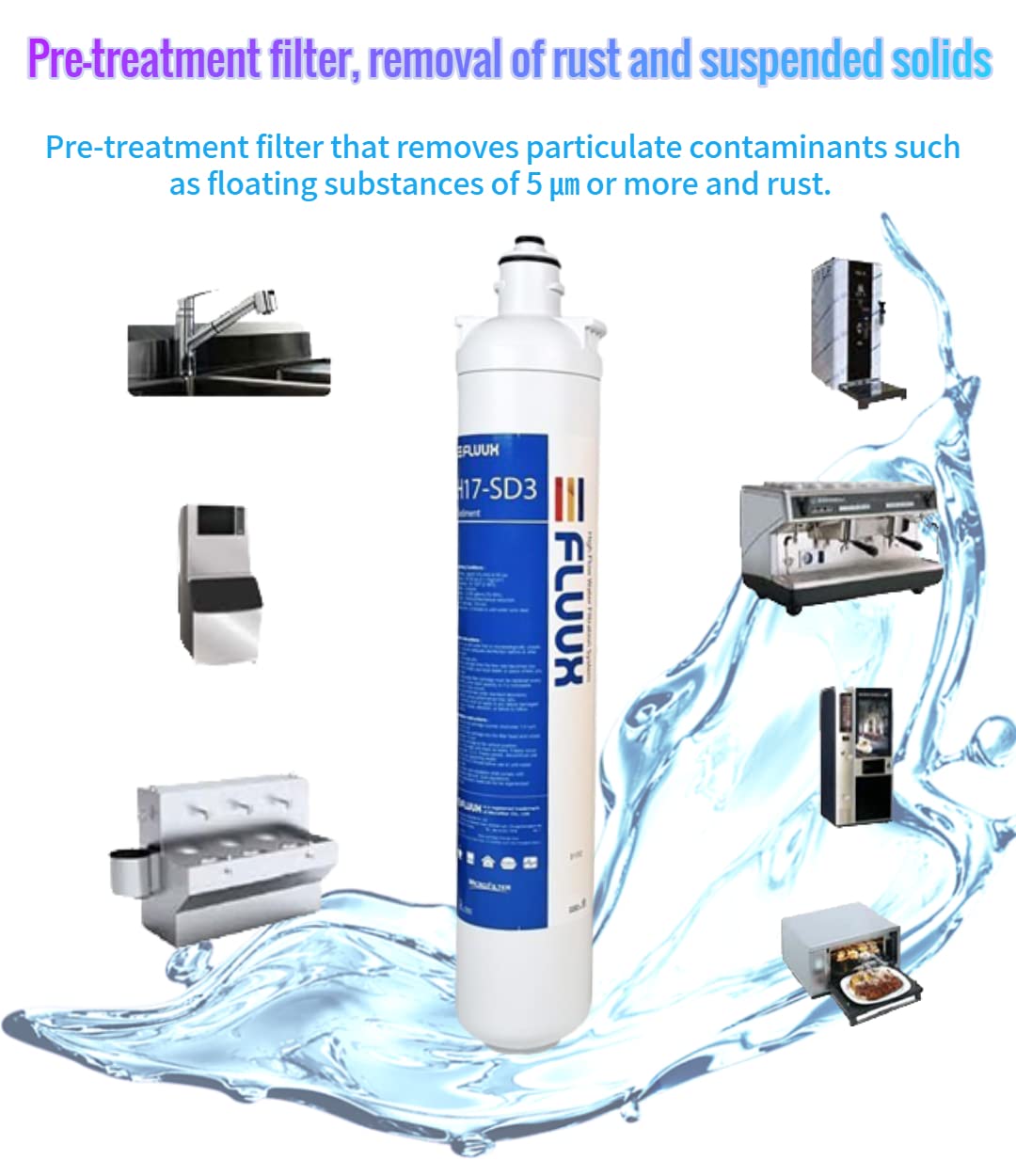Microfilter MICROFILTER FLUUX H17-SD3,Sediment,Under Sink Water Filter 21K Gallons ,Includes Head,2Pack