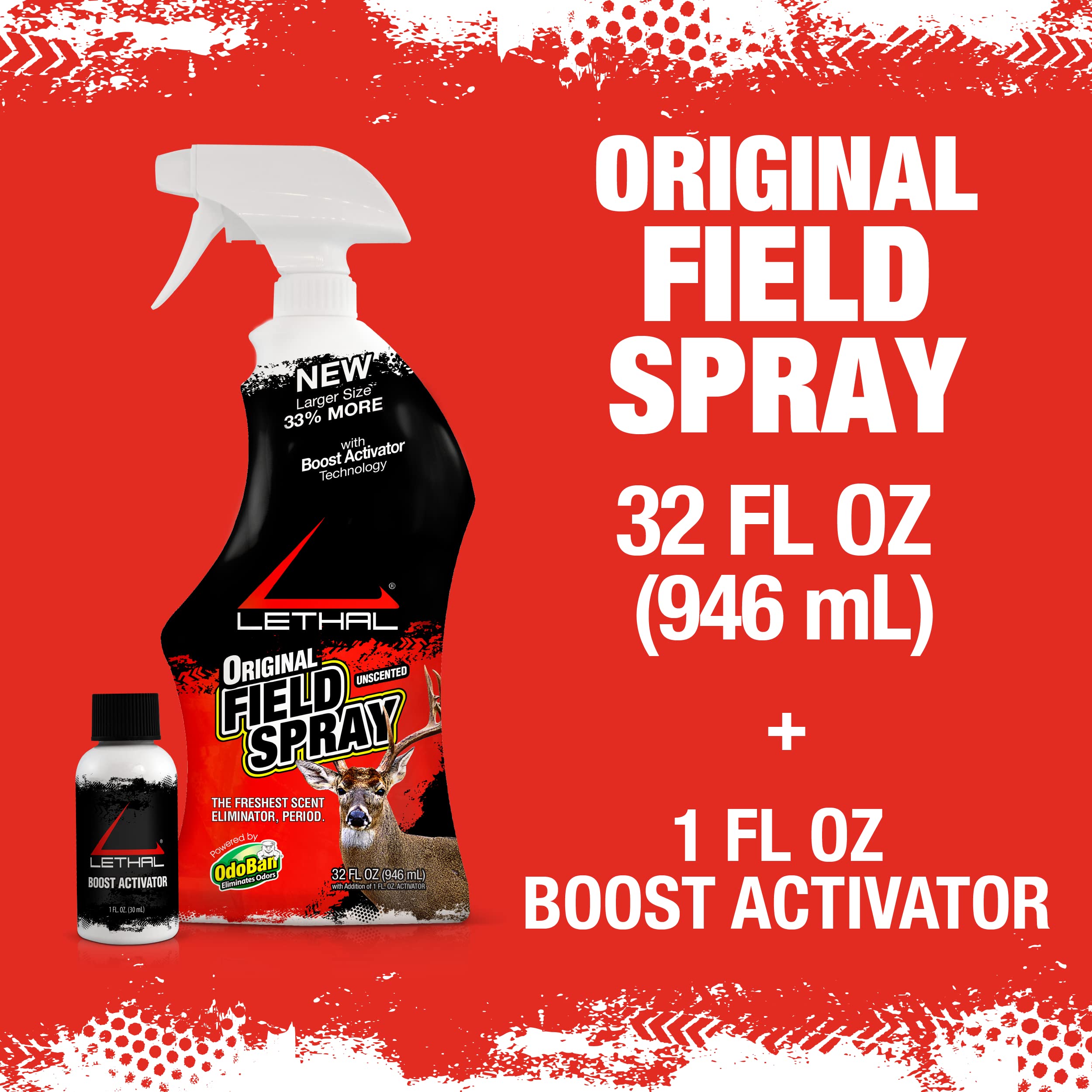 LETHAL Original Field Spray and Dirt x3 Field Spray Cover Scent Bundle, Human Scent Eliminating Agent for Hunting Clothes, Gear, and Equipment, 32 Ounce Spray Bottles, 1 of Each