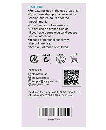 STACY LASH Eyelash Extension Shampoo 1US Gal & 100 Pairs Set Under Eye Gel Pads/Eyelid Foaming Cleanser/Safe Makeup & Mascara Remover/Lint Free Patches/Professional Supplies and Beauty Tools