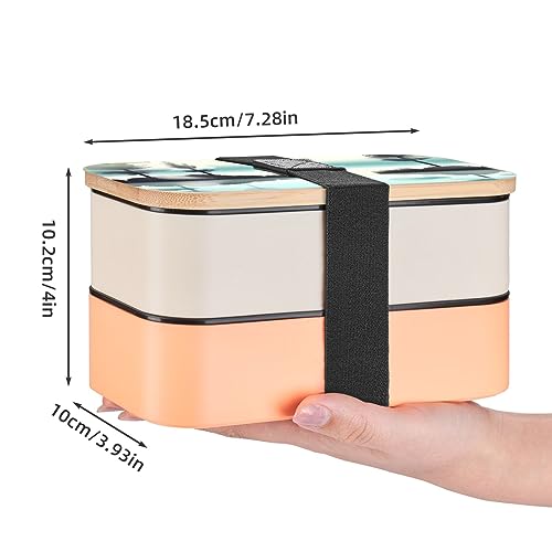 Tranquil Lakes Adult Lunch Box, Bento Box, With Cutlery Set Of 3, 2 Compartments, Rectangular, Lunch Box For Adults