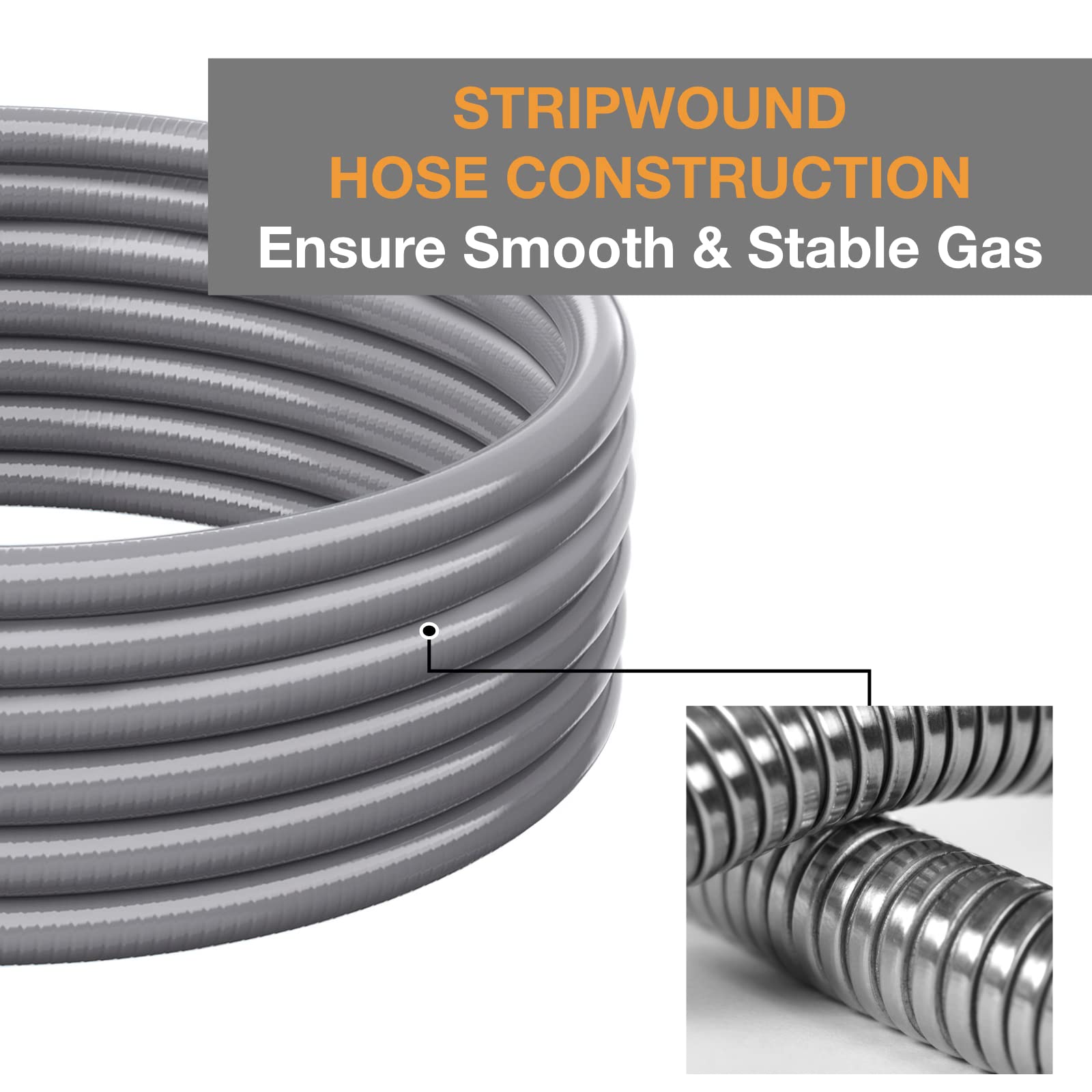 PatioGem 24FT 1/2β Natural Gas Hose, Natural Gas Conversion Kit, Flexible Gas Line Propane to Natural Gas Conversion Kit with Quick Connect Fitting for Grill, Fireplace, Heater, Burner, Generator-CSA