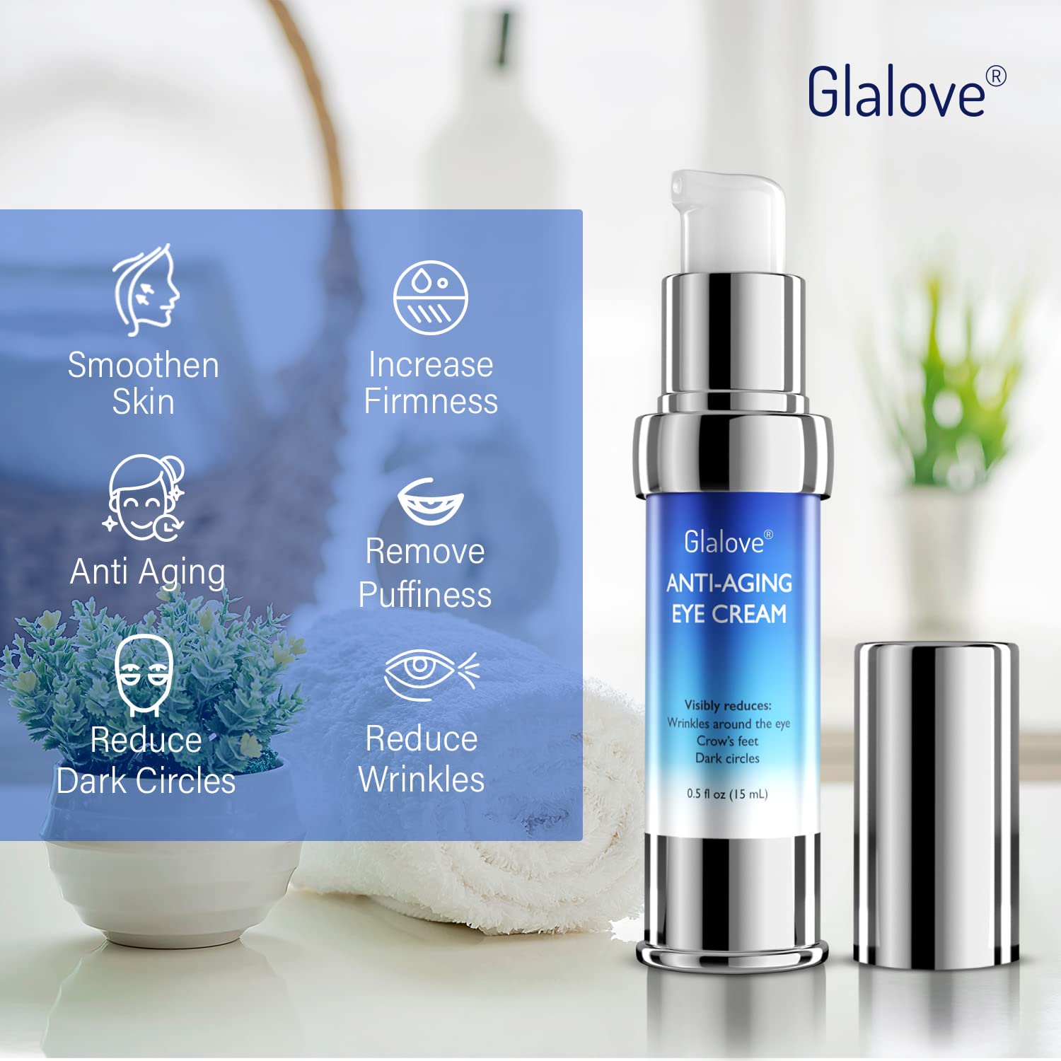 Retinol Eye Cream for Bags, Wrinkles & Puffiness - 15ML Anti-Aging Dark Circle Serum