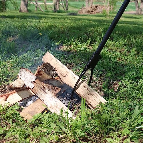 Redneck Convent Heavy-Duty Log Grabber Fire Tongs Poker Tool with Spring Handle and 3 Prong, 36in β Place Wood on Campfire Fireplace