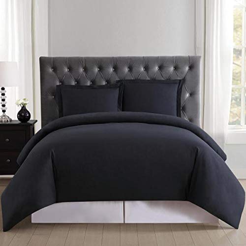 Yarns of Cotton 3 PC's Duvet Cover Set Soft Breathable Durable Comforter Cover with Zipper Closure 600 Thread-Count (1 Duvet Cover + 2 Pillowcase) (Twin-XL, Black Solid)