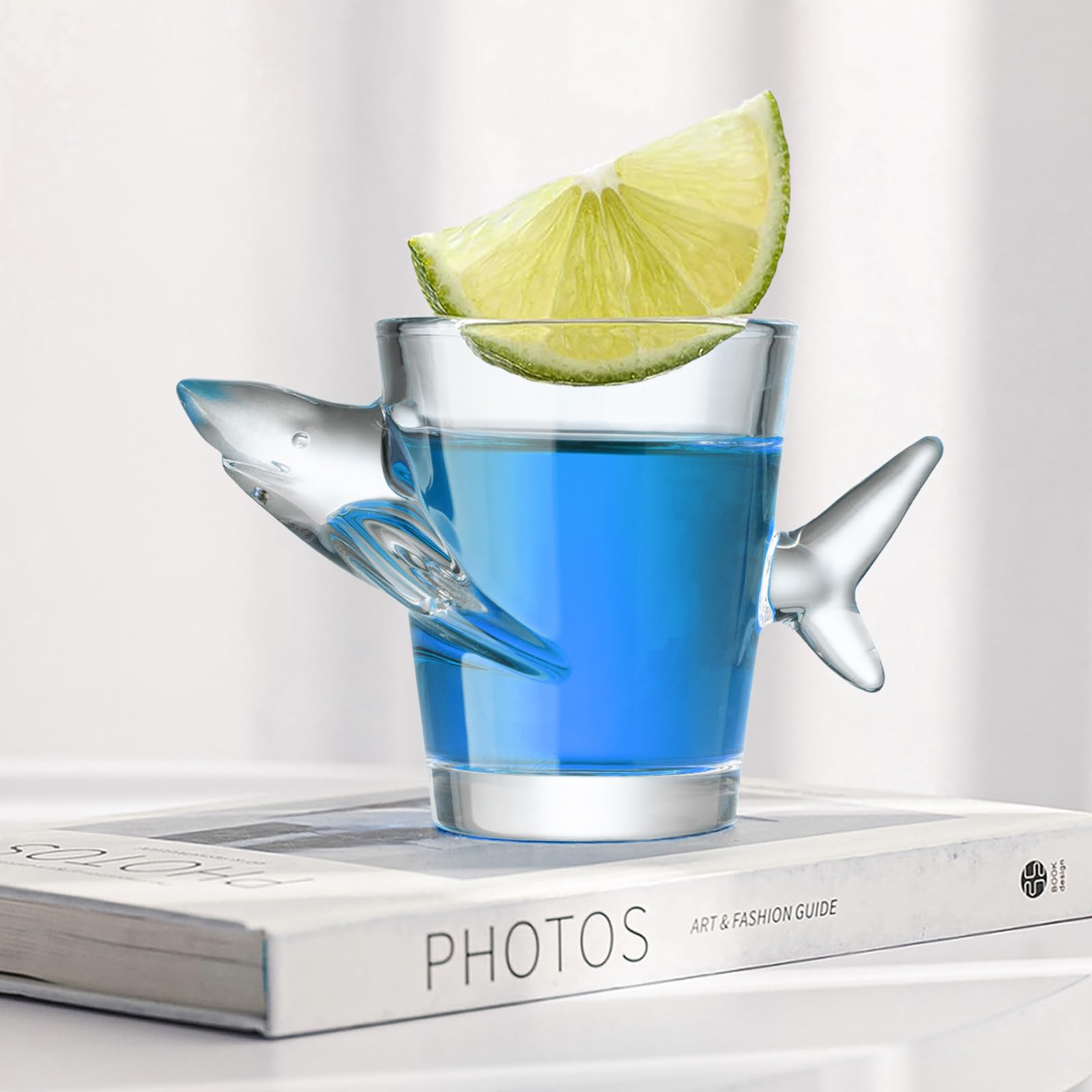 Tirplorare Shot Glasses - Unique and Durable Shark-shaped Glassware Set of 6 for Bartending and Party Supplies