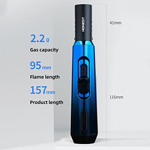 REDBANK Torch Lighter, Butane Lighters,Refillable Torch Lighter,Windproof Butane Refillable Gas Long Lighter (Butane Gas Not Included) (Blue-Long)