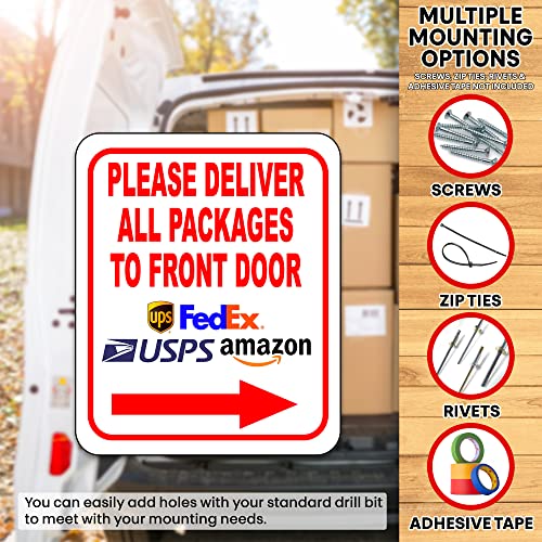 Please Deliver All Packages to Front Door Right Arrow Delivery Sign for Delivery Driver Delivery Instructions for My Packages from Amazon, FedEx, USPS, UPS - Indoor Delivery Signs for Home - 8.5"x10"