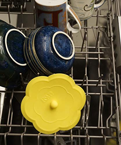 RSVP International Yellow Silicone Flower Kitchen Stopper, 6" | Sink Plug | Water-Tight Seal | Durable Silicone Withstands Hot Water | Dishwasher Safe