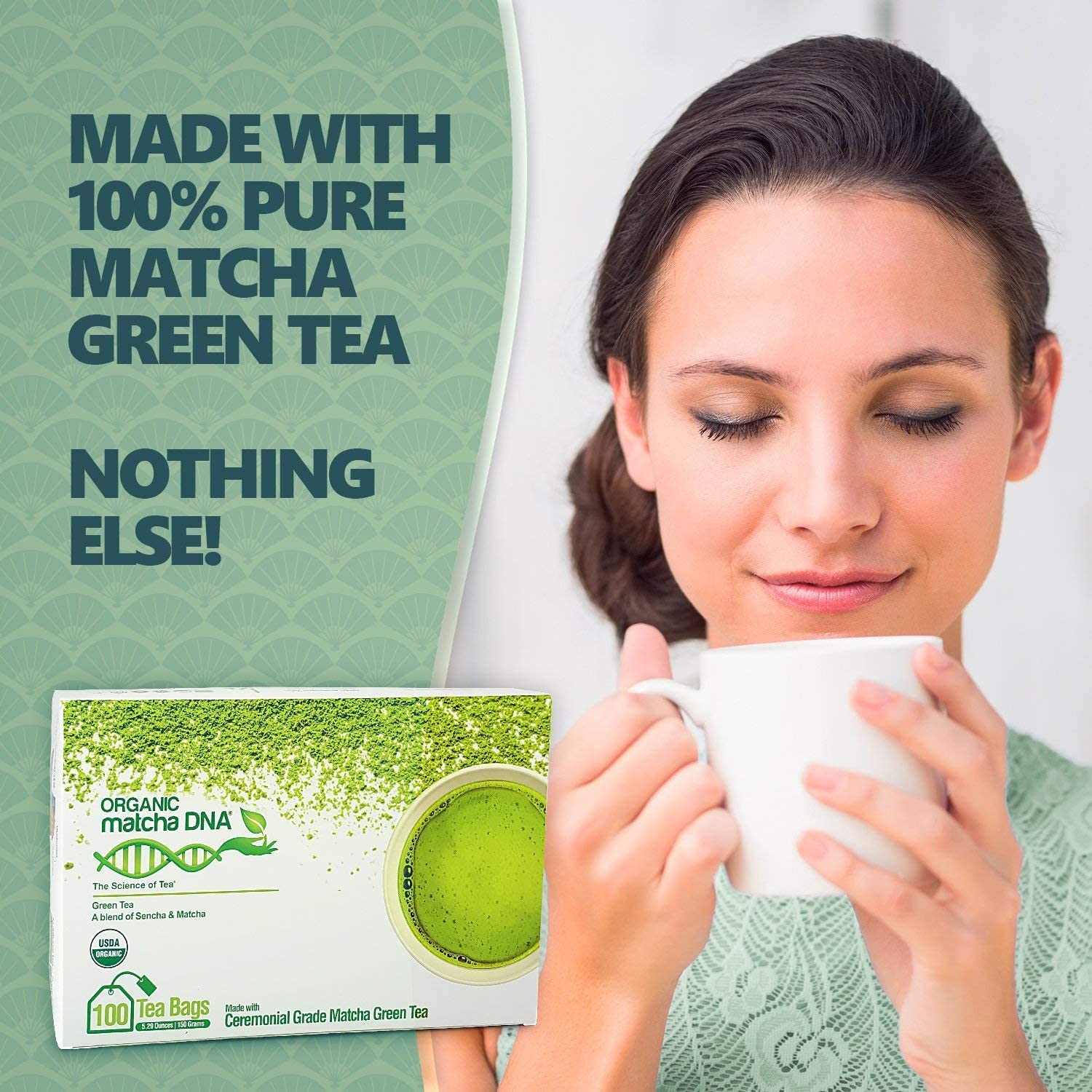 Matcha Teabags MatchaDNA Certified Organic Matcha Green Tea by MATCHA DNA - 100 Teabags