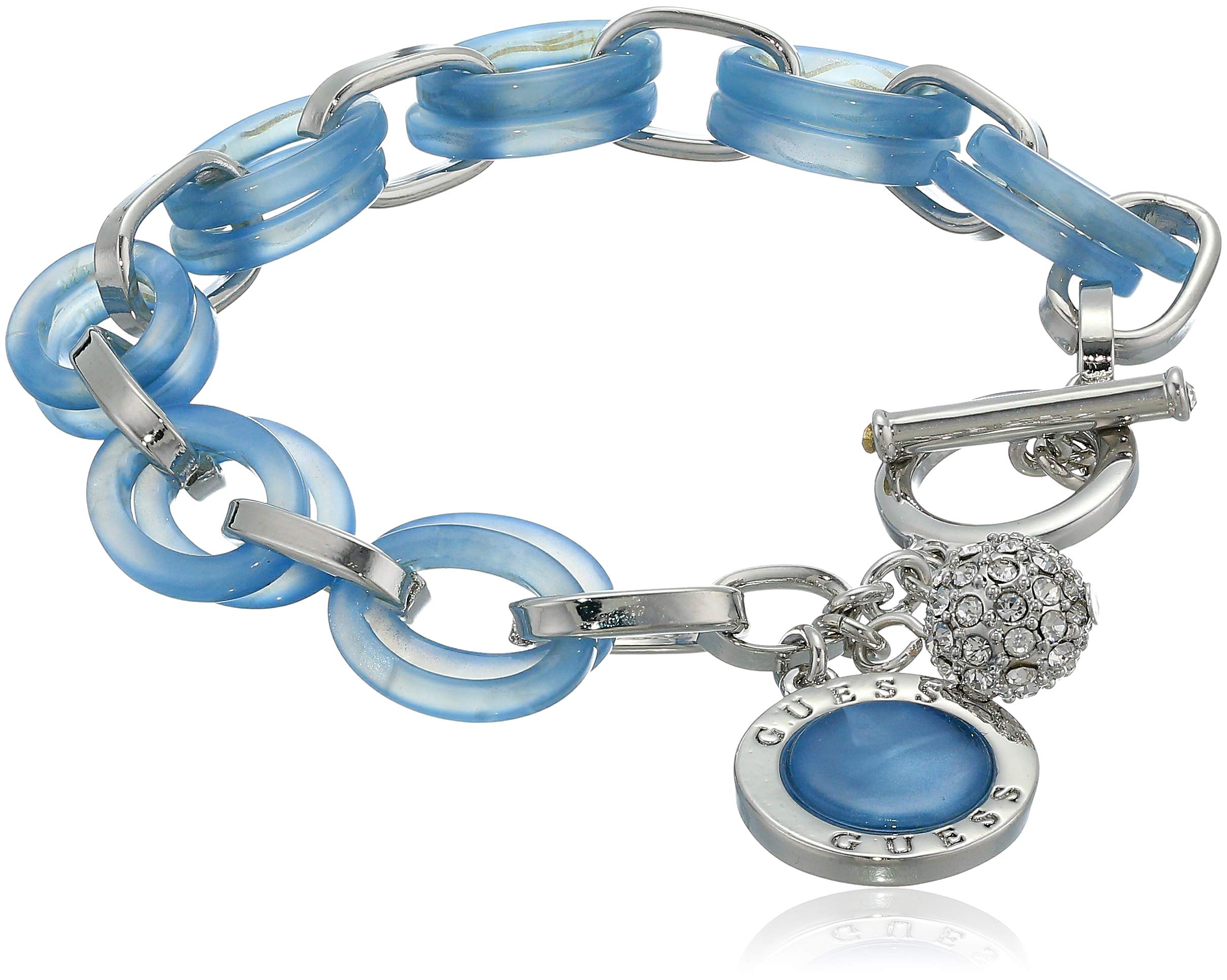 GUESS Silver-Tone and Blue Women's Toggle Bracelet