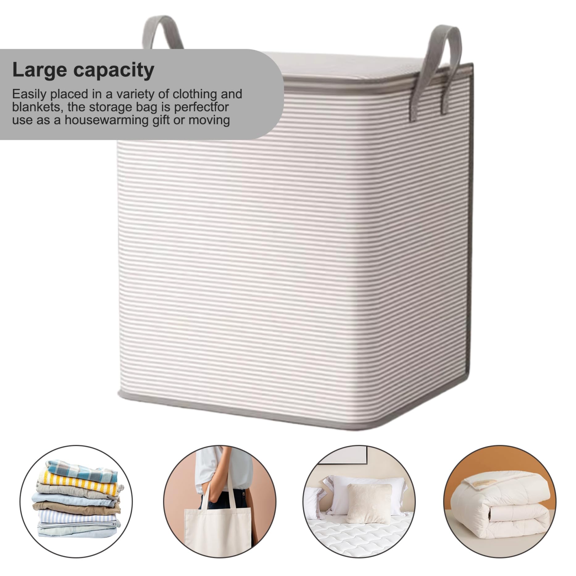 SWEETBIUTI Clothes Hamper Closet Organiser 140L Large Laundry Basket with Zip Cover & Handles Foldable Blanket Organizer Storage Bag for Duvet Quilts Moving House.