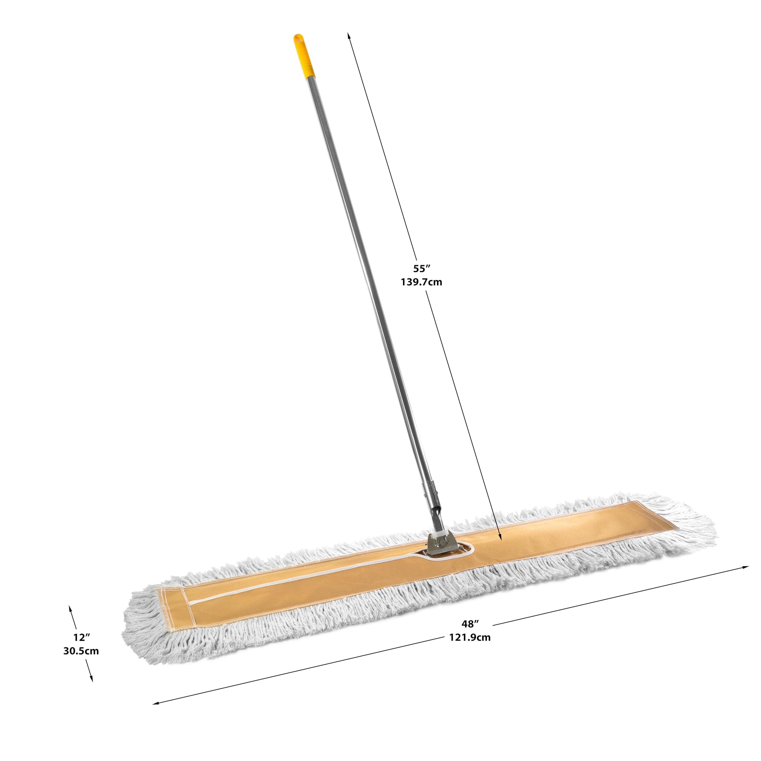 Venmark Commercial Dust Mop – 48” Floor Sweeper for Tiles, Hardwood, and Laminate Floors, with Aluminum Broom Handle, Reusable Duster Head - Complete with Cleaning Cloth