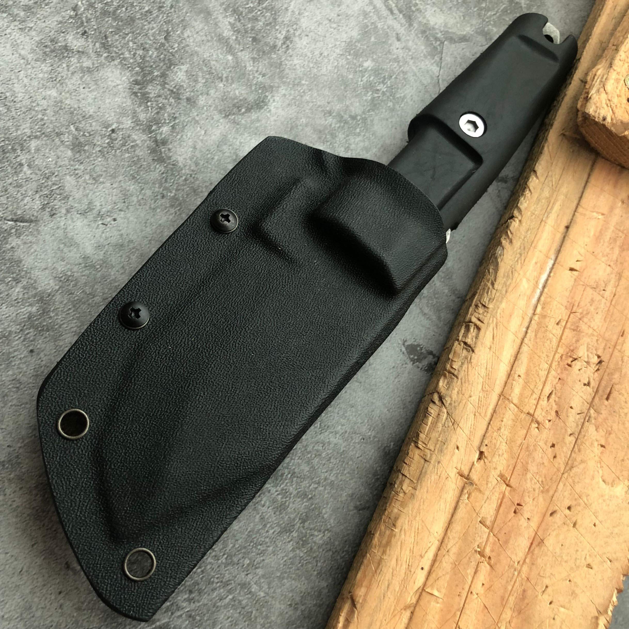 HOLYEDGE 9" Heavy Duty Fixed Blade Survival Hunting Knife Wilderness Tactical Camping Essential Tool with Kydex Sheath