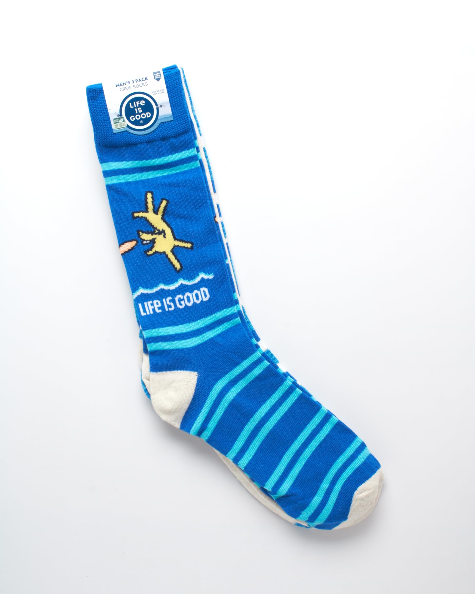 Life is Good Men's Socks - Lightweight Novelty Crew Socks (3 Pack), Size 6-12.5, Mountain Grey