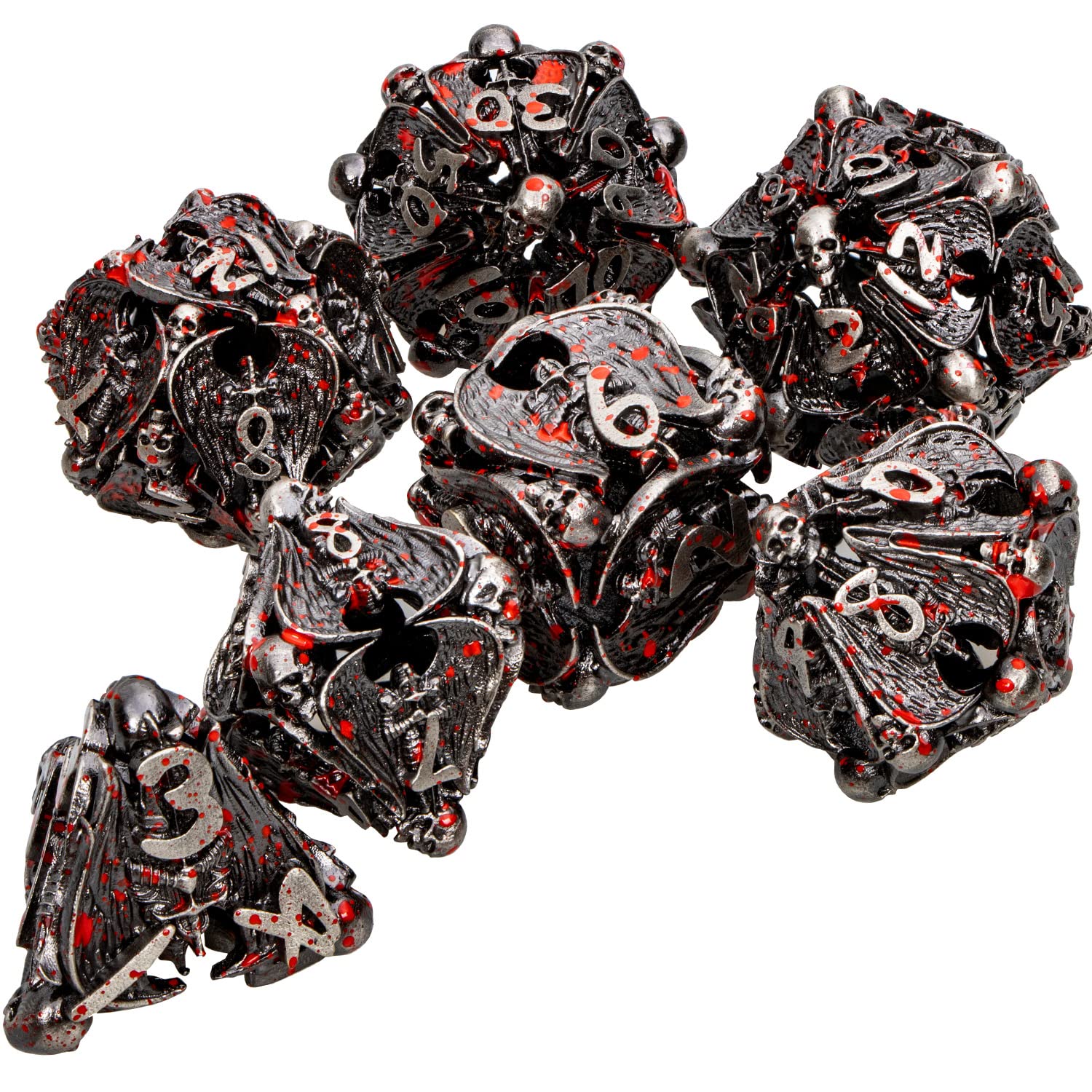 ORIFANTOU Hollow Metal DND Dice Set - Unique Swordsman Design Dice with Gift Box 7 PCS D+D Polyhedral Dice, D&D Dice for Dungeons and Dragons Role Playing Dice D and D Dice Set D20 D12 D10 D8 D6 D4