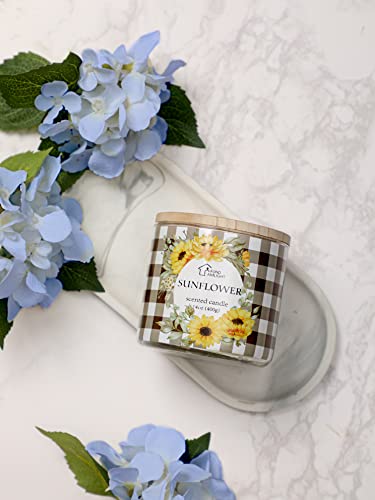 Sunflower Candle Sunflower Scented Candle 3 Wicks Large Candle, 14 oz