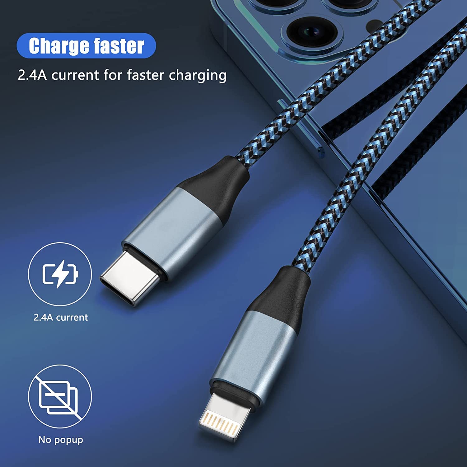 Sundix USB C to Lightning Cable, 2Pack 6FT【Apple MFi Certified】 Nylon Braided iPhone 14 Charger Cord Compatible with iPhone 14/13/13Pro/13Mini/12/12Pro/11/11Pro MAX/XS/XR/8