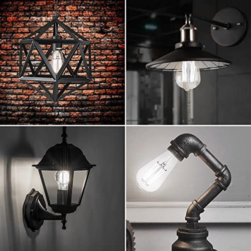 WIHTU Vintage LED Edison Bulbs, 6W Equivalent 60W, ST58 Antique LED Filament Bulbs, LED Light Bulbs with 95+ CRI, High Brightness Daylight 4000K, 900lumens, E26 Medium Base, Clear Glass, 6-Pack