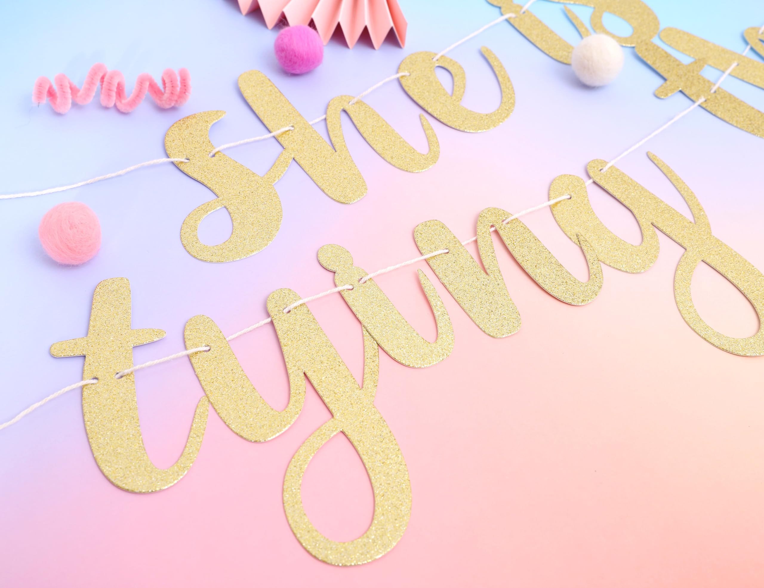 She is Tying The Knot Banner - Bridal Shower Banner Wedding Banner, Engagement Wedding Decorations, Wedding Theme Party Decoration Gold Glitter, Bridal Shower Photo Props