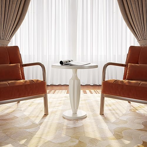 Tribesigns Modern Pedestal Side Table, Small Round Off-White End Table, Wood Sofa Side Table, Ivory White Accent Table for Living Room, Every Corner, Small Nightstand for Bedroom