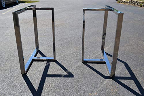 Polished Stainless Chrome Table Legs, T-Shaped Style - Any Size