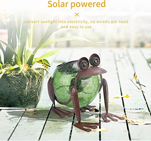 MUMTOP Solar Lantern Outdoor Waterproof LED Solar Lights Frog Decorative Tabletop Lanterns for Patio Garden Table Decor