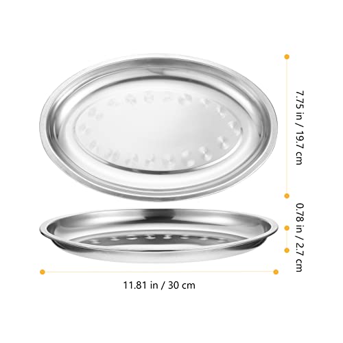 UPKOCH Stainless Steel Tray Stainless Steel Oval grilling platter serving platter serving platter Platter Oval Steaming Serving Platter