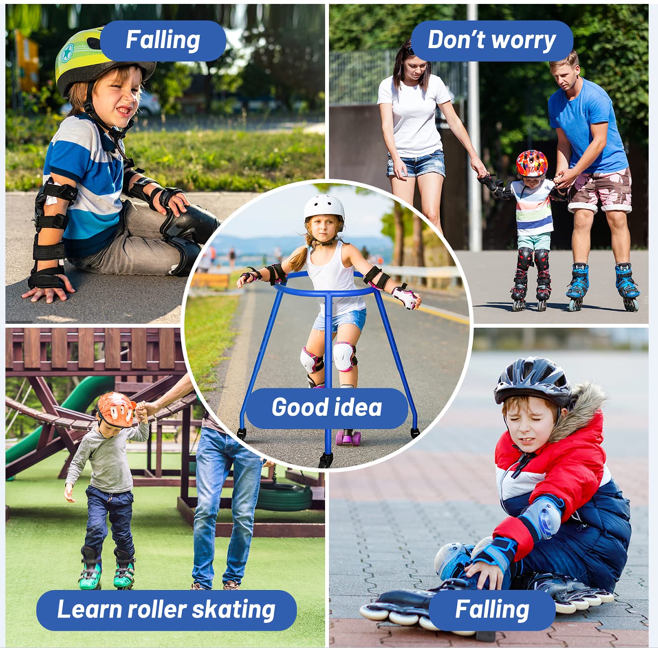 Skete Trainer, Height Adjustable Skate Aid,O stype Skate Trainer, Trainer Roller Skates, Skating Trainer, Roller Skate Trainers, Skate Trainers (Height Adjustable Blue)