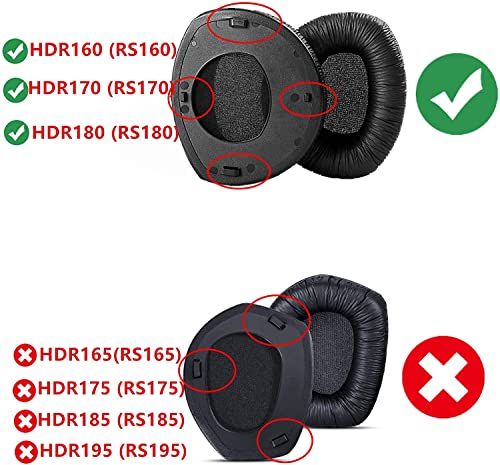 Replacement Ear Pads Cushion Earpads Protein Leather & Memory Foam Ear Pad Compatible with Sennheiser RS160 RS170 HDR160 HDR170 RS180 Headphones