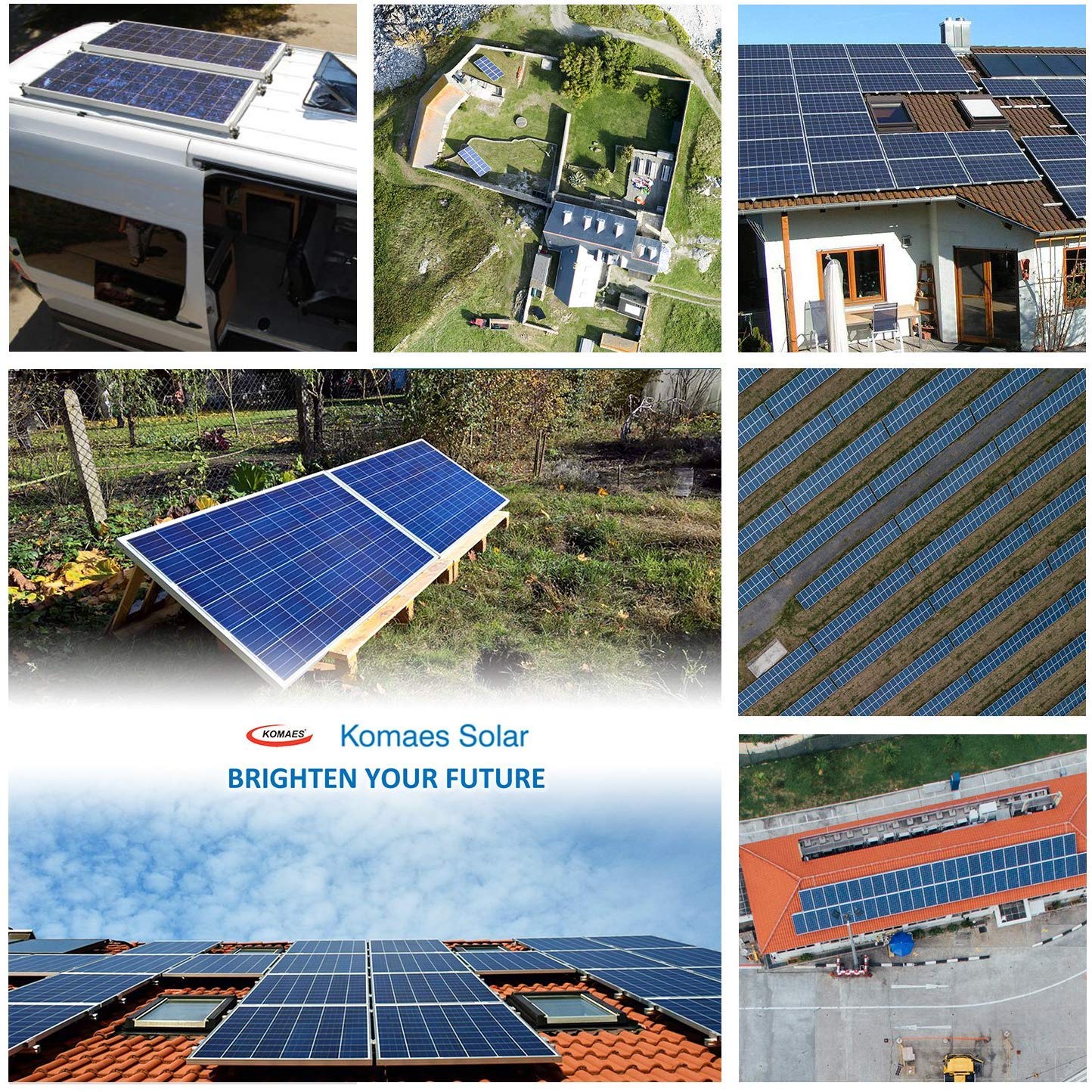 KOMAES 20 Watts 12Volts Polycrystalline Solar Panel, PV Solar Charger Includes 3Amp Solar Charge Controller, 3ft Crocodile Clip Cables Energy-efficient Technology (20W)