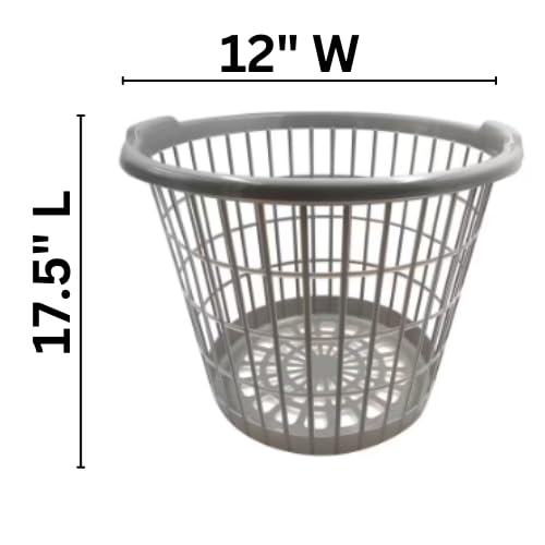 Set of 6 Grey Laundry Basket Lightweight One Bushel Capacity laundry hamper with lid Plastic storage baskets 1 Gift For home and garden use (17.5β x12β)