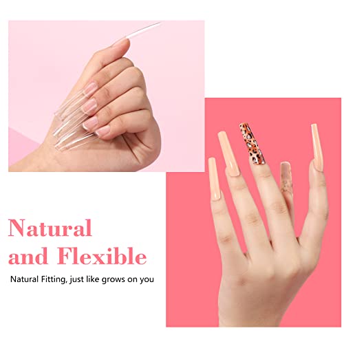Wilfniee Soft Gel x Square Nail Tips, 240PCS Clear Ballerina Nail Tips for Acrylic Nail Tips Professional, Pre Shaped Full Cover Press on Nail Tips for Nail Polish Dip Powder, Nail Salons Home DIY