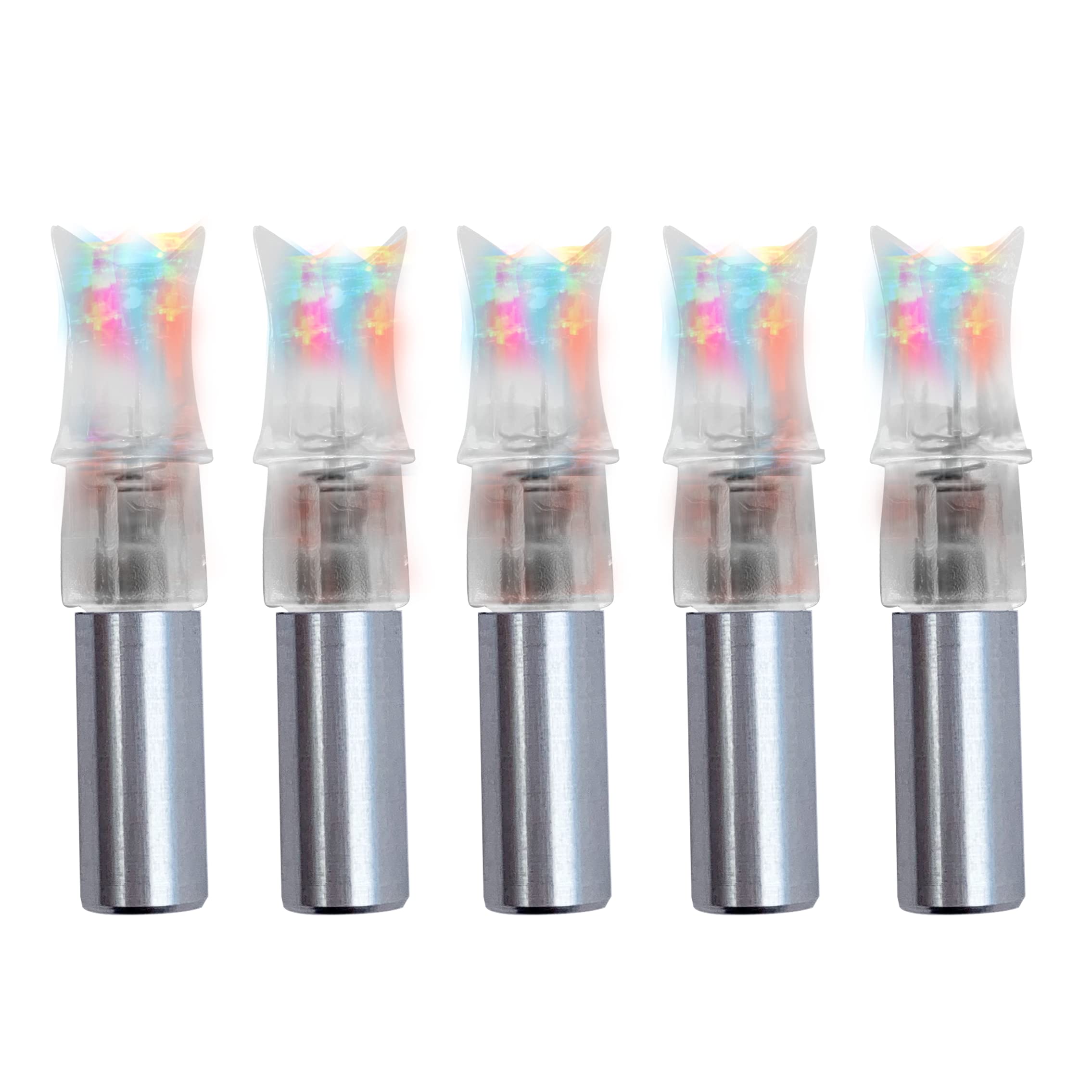 Lighted Nocks for Crossbow Arrow Bolts (Pack of 5), Crescent LED Crossbolts End .300" Inside Diameter for Archery Hunting (Multicolor)