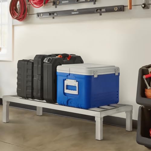 VEVOR Aluminum Dunnage Rack, 36β x 20β Commercial Food Floor Rack, 8β Off The Floor, 1800 lbs Capacity All-Welded Aluminum Storage Rack, for Storage in Restaurants, Kitchens, Garages and Vehicles