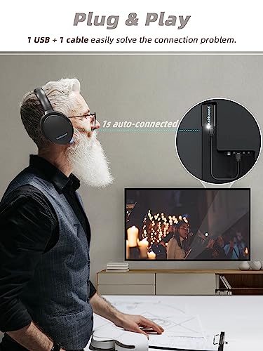 Wireless Headphones for TV - BKM400 Bluetooth TV Headphones Wireless with USB Transmitter Set Optical, AUX, RCA, USB, Plug & Play, 165FT Long Range, No Delay, 20 Hours, Louder and Clearer