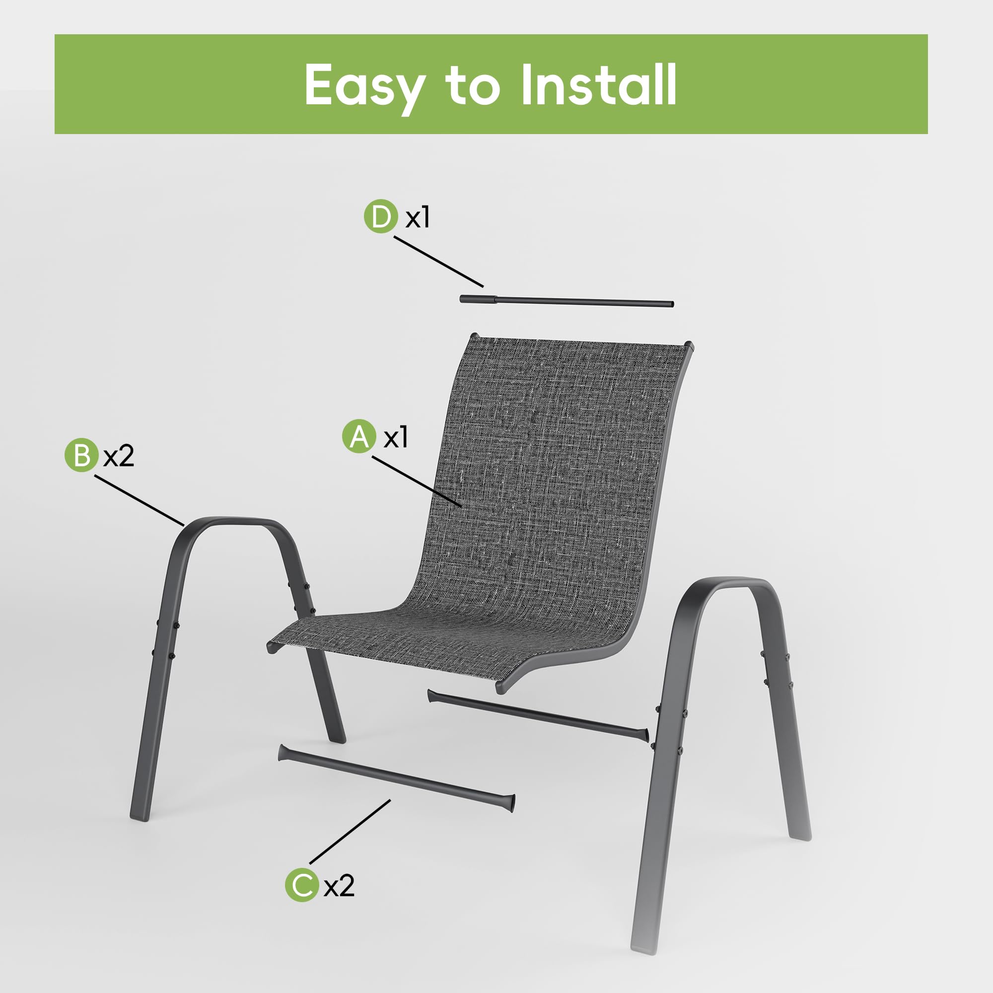 Redpick Patio Chairs Set of 6, Outdoor Dining Chairs Stackable for All Weather, Breathable Metal Modern Outside Furniture Chair for Pool Side, Garden, Backyard Deck, Dark Grey