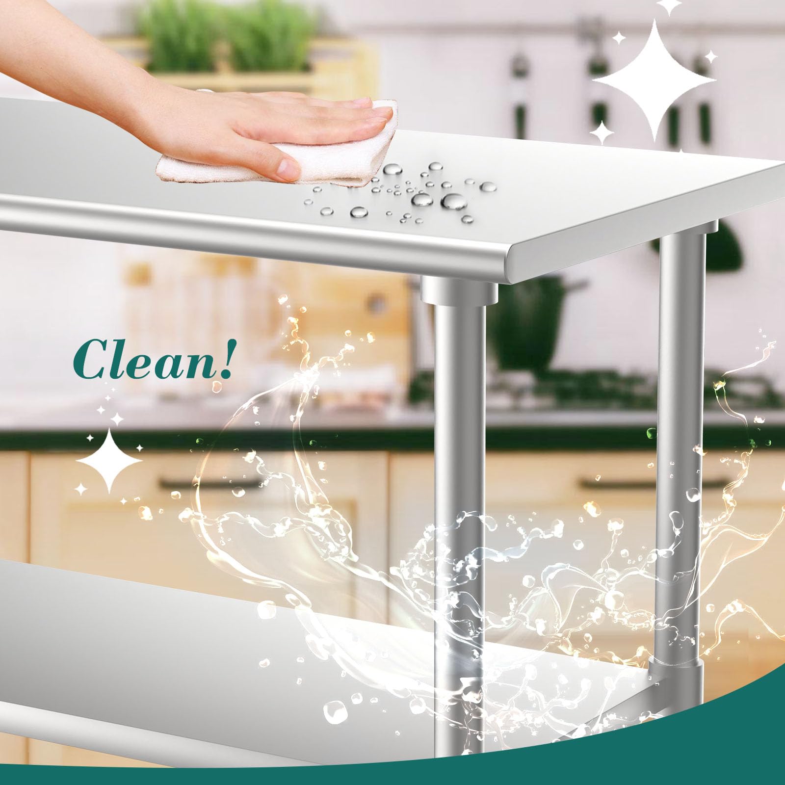YBLFDY Stainless Steel Table with Wheels, 30x24 Metal Table NSF Stainless Steel Prep Table with Adjustable Undershelf and Backsplash,Stainless Table for Home,Kitchen,Garage,Garden