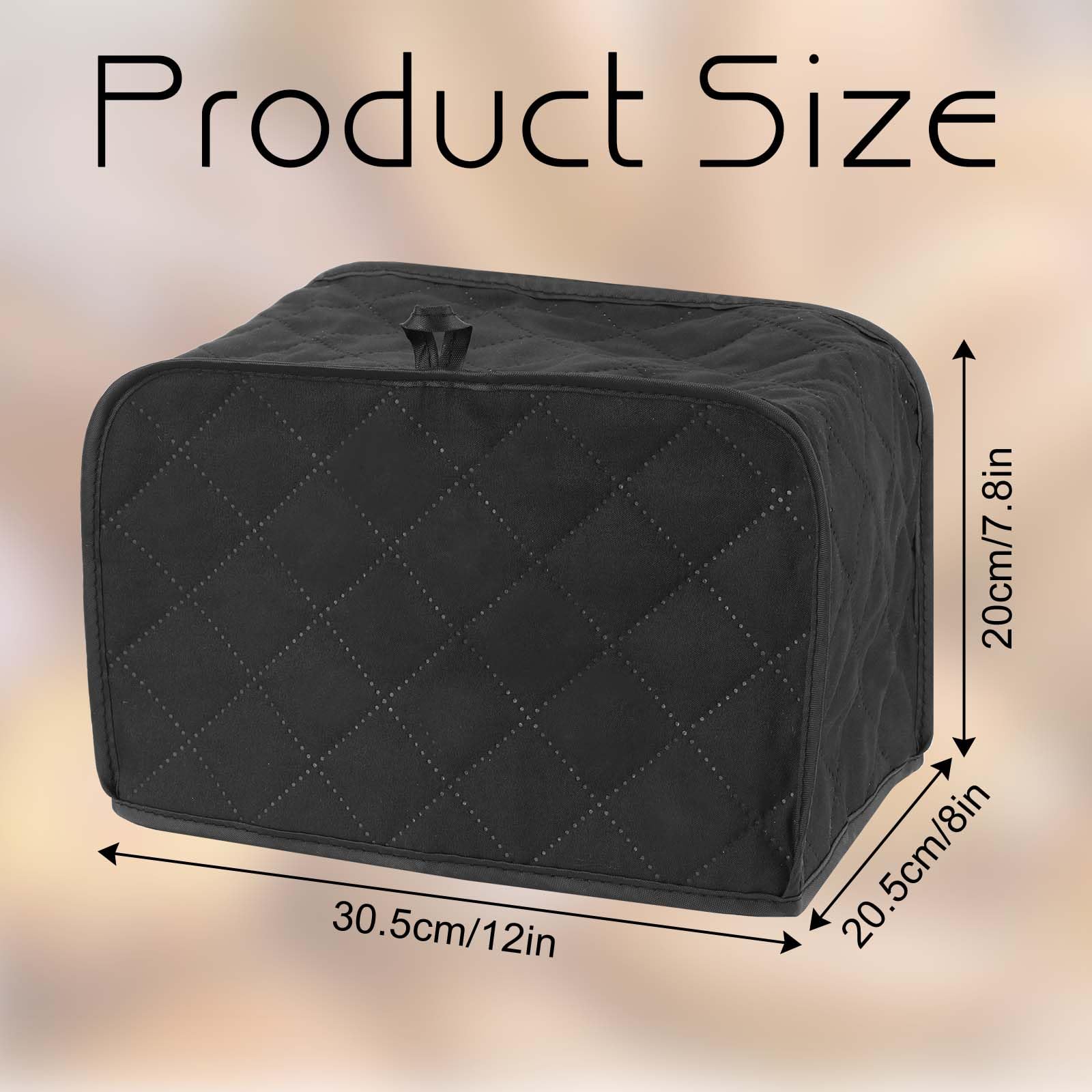 Toaster Cover 2 Slice, Two Slice Bread Machine Cover Quilted Toaster Covers Bread Maker Cover Universal Size Kitchen Appliance Cover Polyester and Cotton Quilted, Dust and Fingerprint Protection Black