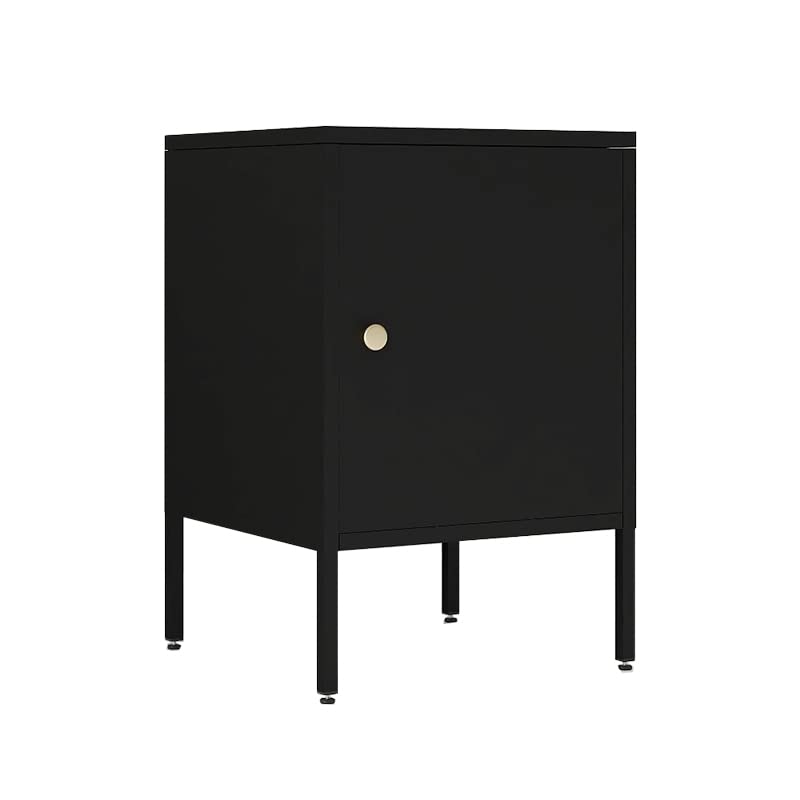 WISUNO Metal Nightstand,End Side Table,Bedside Storage Cabinet wiht Door,Adustable Shelf,for Bedroom,Living Room, Kitchen,Office,Easy Assemble. (One Door, Black)