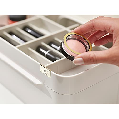 Joseph Joseph 75005 Viva Makeup Cosmetic Storage Organizer with Drawer, Large with Mirror, Shell, Cream