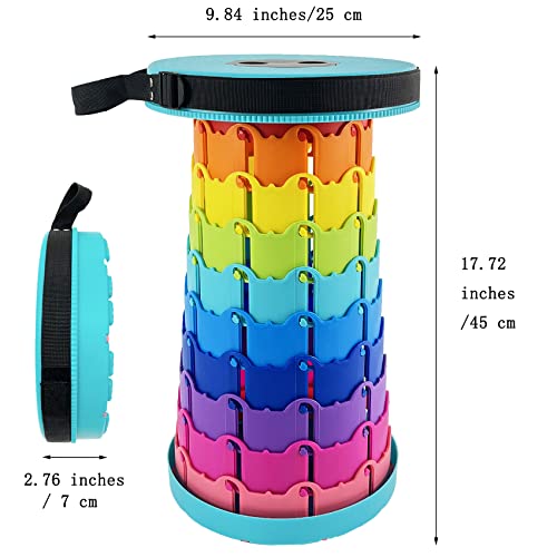 Lightweight Folding Stool Upgraded Collapsible Stool, Retractable Stool with Load Capacity 400lbs, Portable Telescopic Stool for Fishing Hiking Camping Travel and BBQ