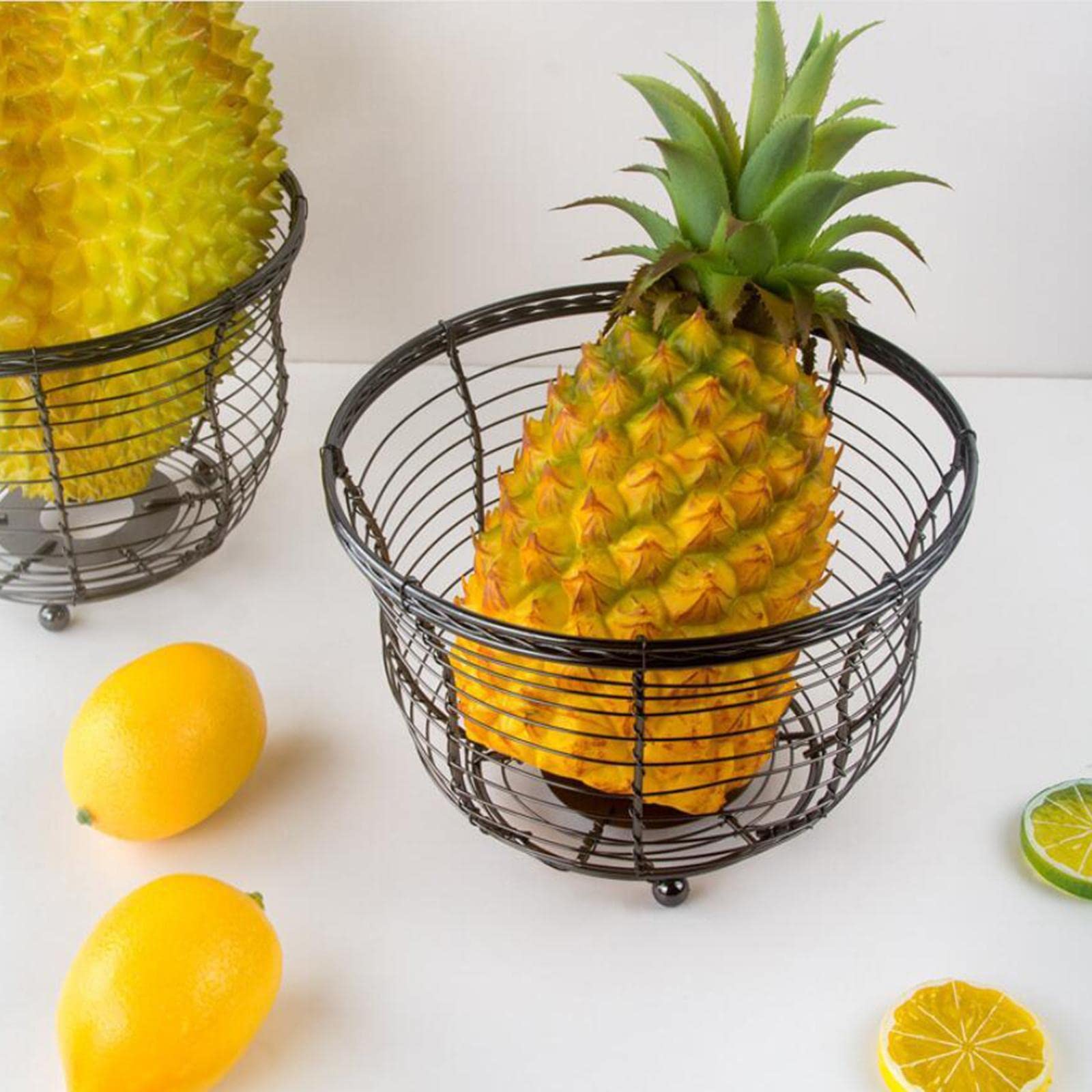 MagiDeal Wire Fruit Bowl, Classic Kitchen Design for Produce Storage Basket Holder, Countertop Decor Organization, Storage Baskets for Bread Snacks