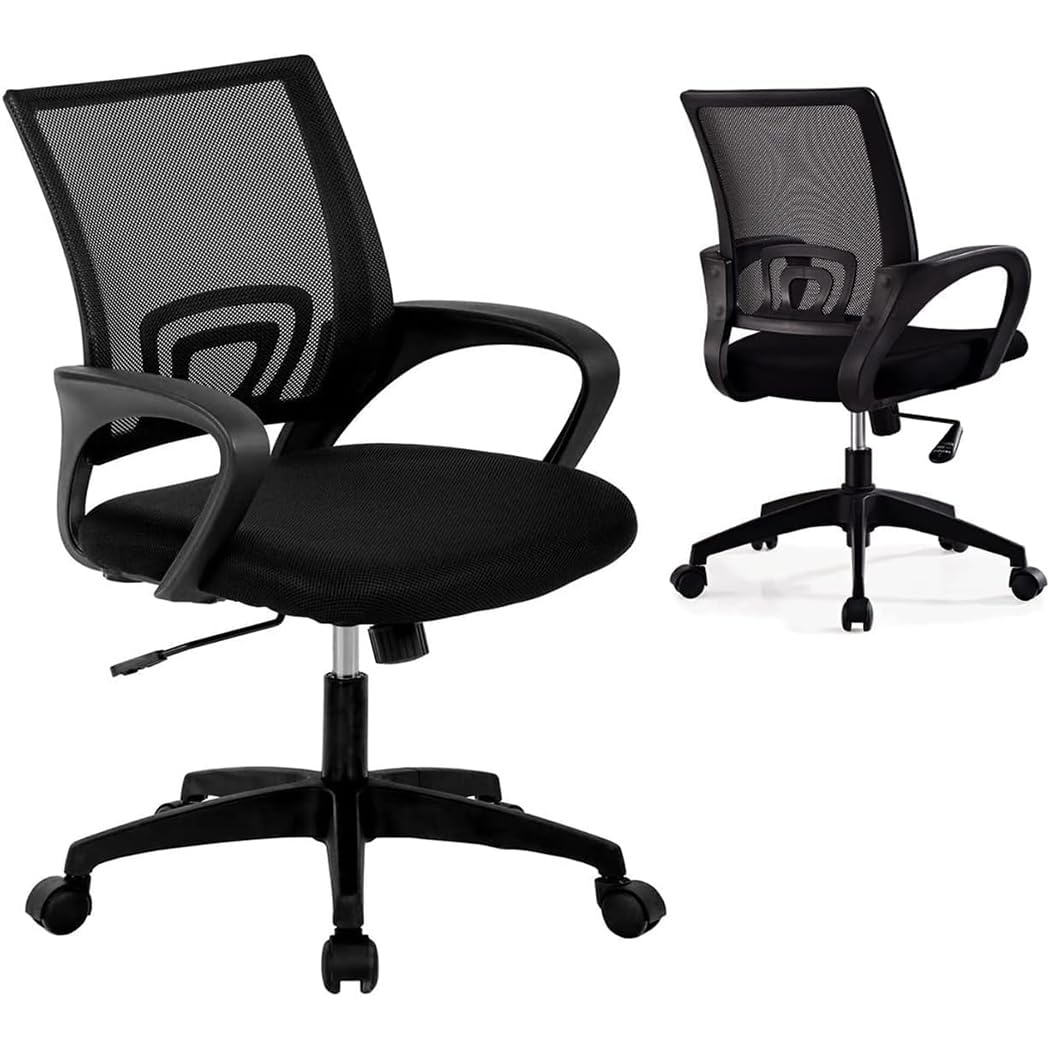 Home Office Chair, Ergonomic Desk Chair with Lumbar Support Armrest, Mid Back Breathable Computer Chair Executive Height Adjustable Task Chair for Office Work Study