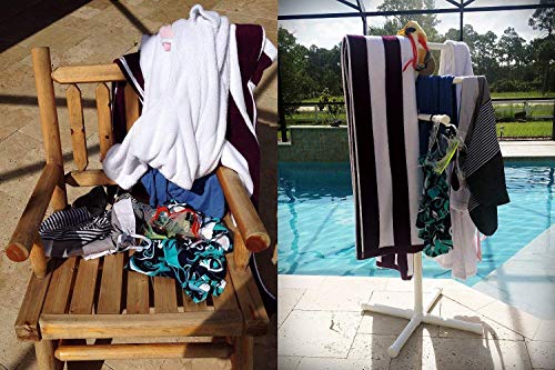 Pool & Spa Towel Rack Premium Extra Tall Towel Tree Outdoor PVC White