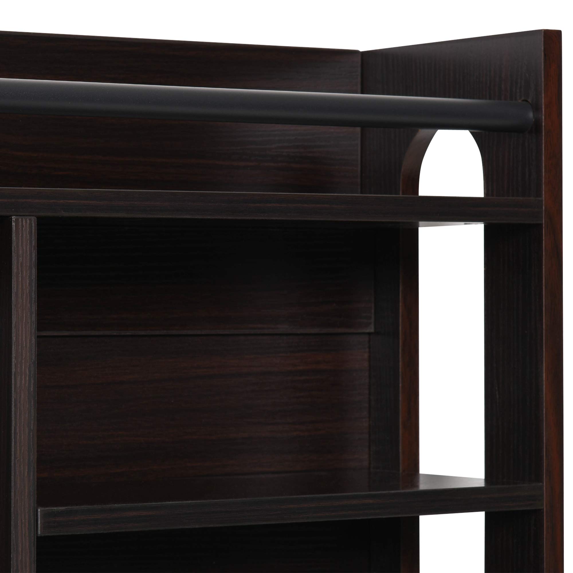 HOMCOM Wall-Mounted Floating Storage Shelf with 4 Storage Units and 4 Dual Hooks, Espresso