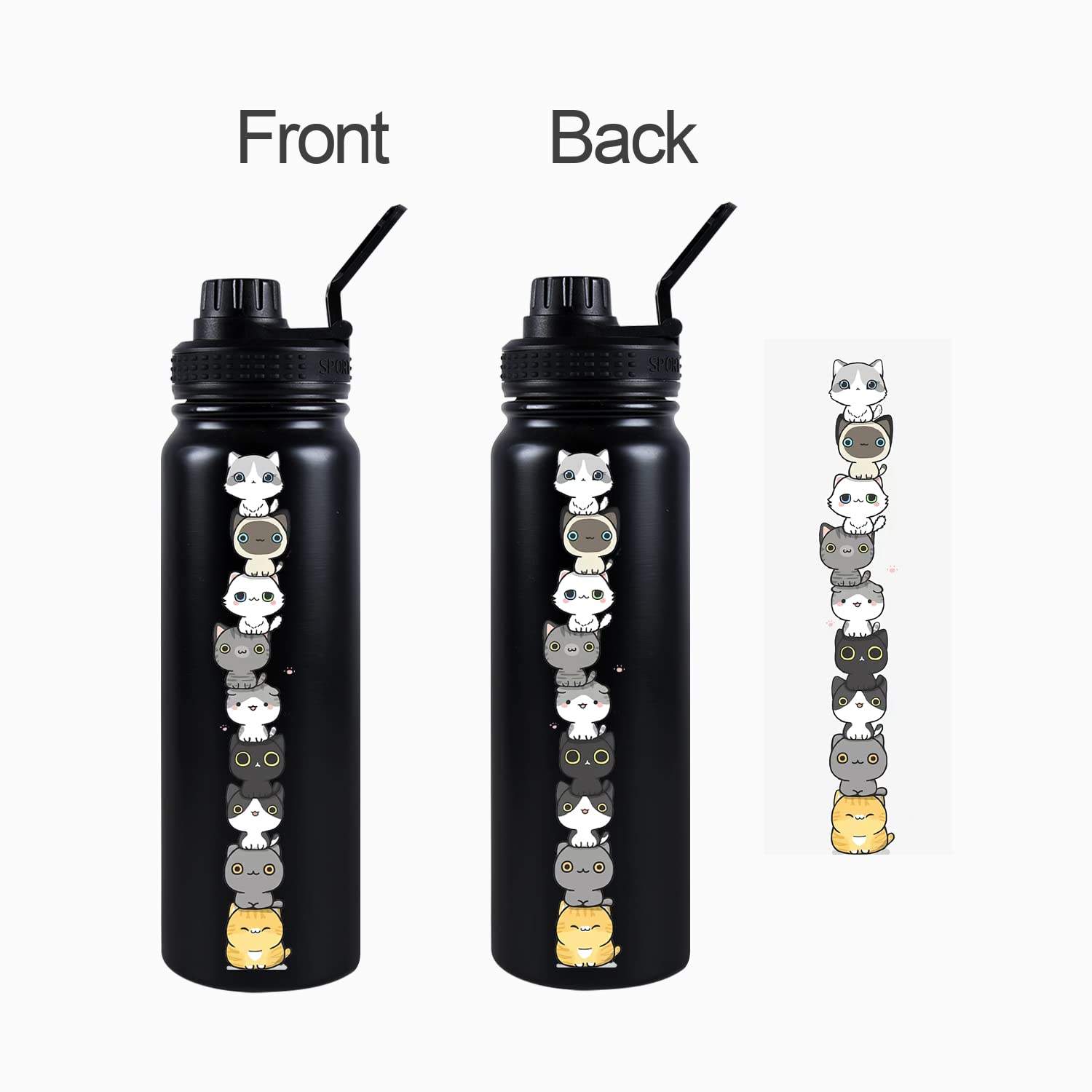 maxer Game Anime 3D Lovely Cat Teens Kids 20oz 28oz Metal Water Bottle for 12 Hours Hot & 24 Hours Cold Drinks, Sports Flask Great for Work, Gym, Travel,Gift